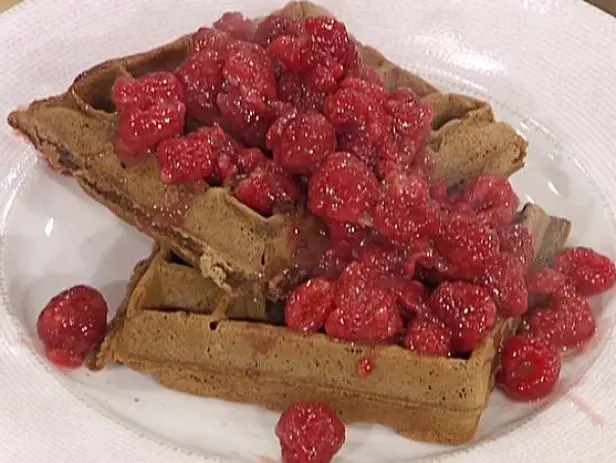 Chocolate Waffles with a Fresh Raspberry Syrup Recipe - Chef's Resource ...