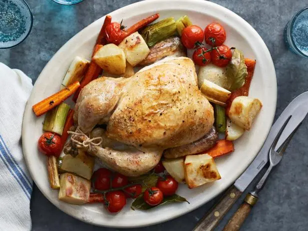 Butter Roasted Chicken with Roasted Vegetables : Recipes : Cooking ...